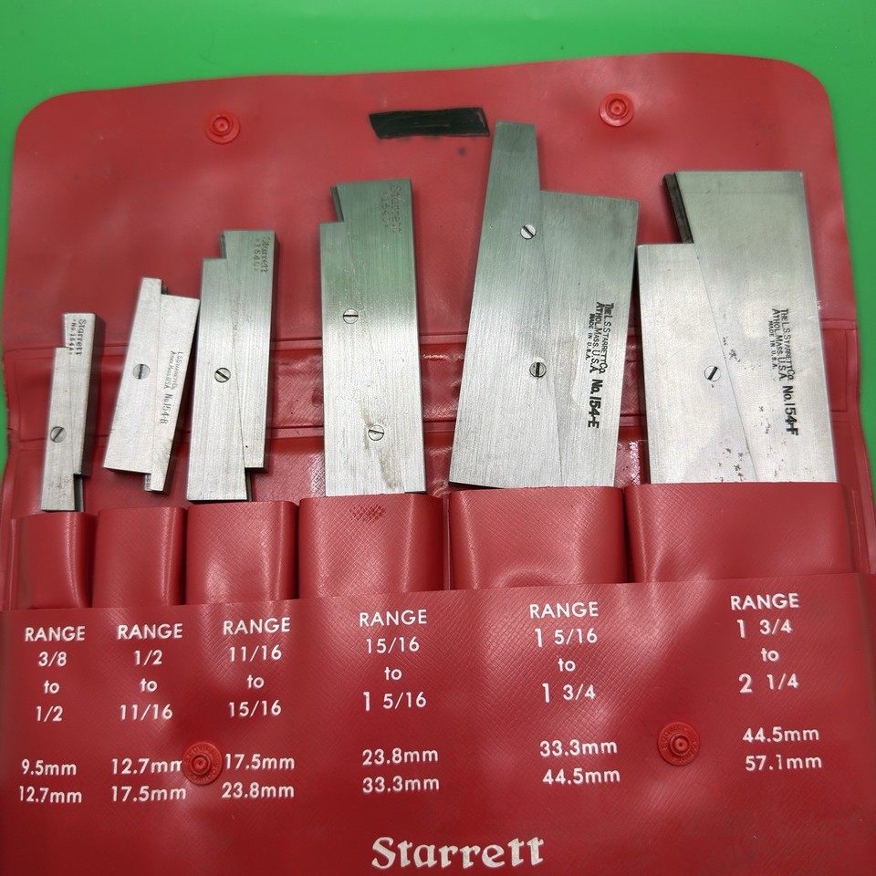 STARRETT S 154 L ADJUSTABLE PARALLEL SET 154 D E & F MACHINIST SET UP ...