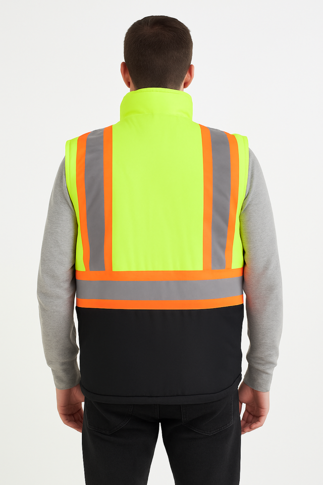 Men's Hi Vis Class 2 Safety Insulated Multiple Pocket Padded Vest ...
