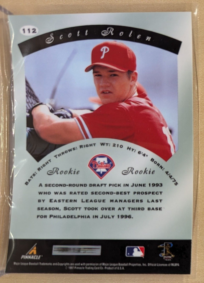 1997 Pinnacle Certified RED #112 Scott Rolen HOF RARE ROOKIE RC ...