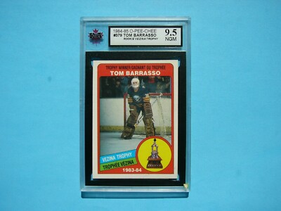 1984/85 O-PEE-CHEE HOCKEY CARD #379 TOM BARRASSO ROOKIE VEZINA KSA 9.5 ...