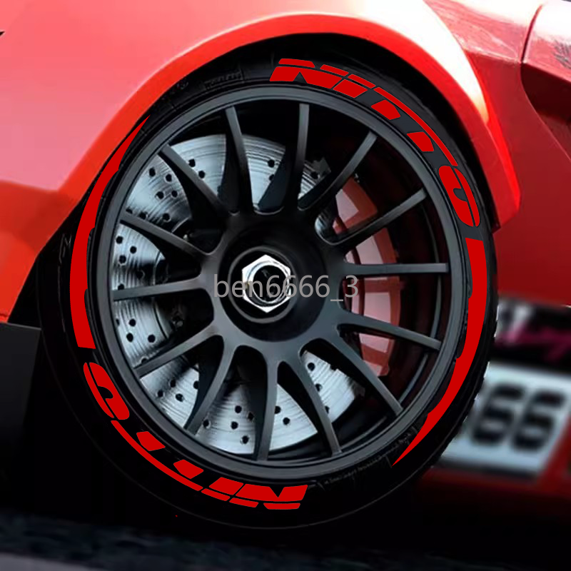 Red NITTO Tire Lettering Sticker 1.06'' 14''-22'' Permanent Decals 8 ...