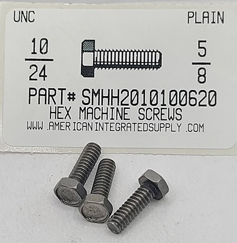 #10-24x5/8 Indented Hex Head Machine Screws Steel Plain (50) | eBay