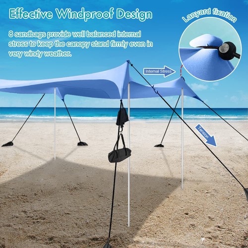 Beach Shade Windproof Design, Sun Shelter UPF50+ Portable Family Canopy ...