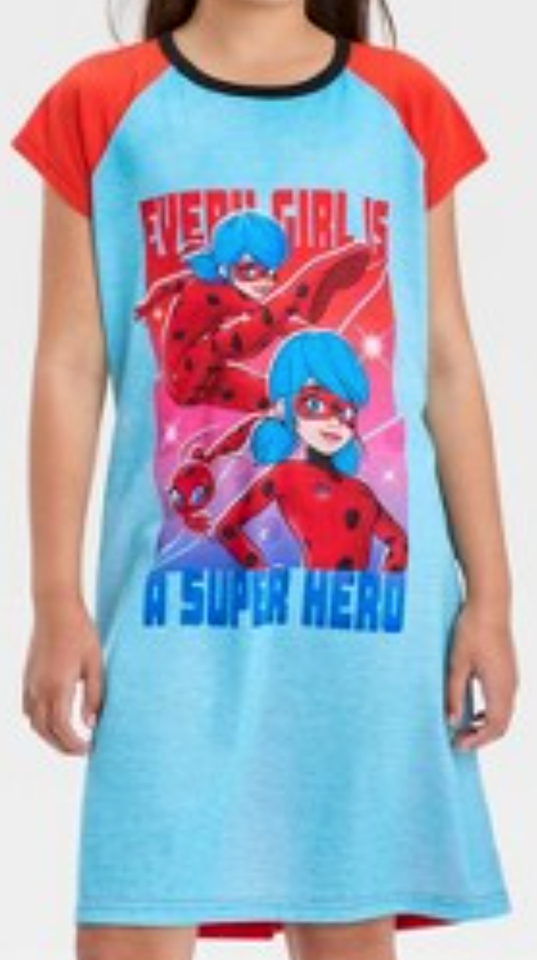 Miraculous Ladybug Nightgown Pajamas Gown Night Shirt Sleep Dress 6 6X ...
