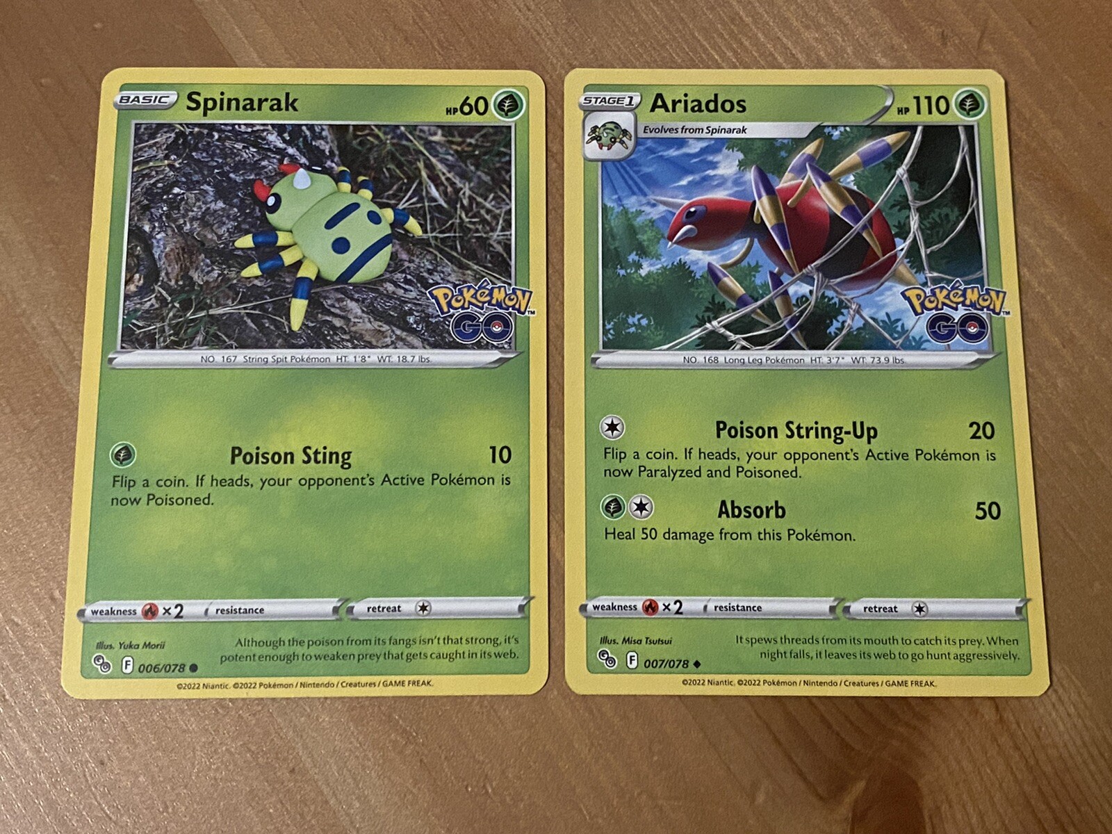 Pokémon Go TCG Spinarak 006/078 & Ariados 007/078 Evolution Set | eBay