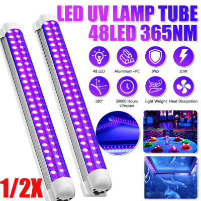 1/2X 365NM UV Black Light Bar Fixtures Ultraviolet Lamp Strip US Plug ...