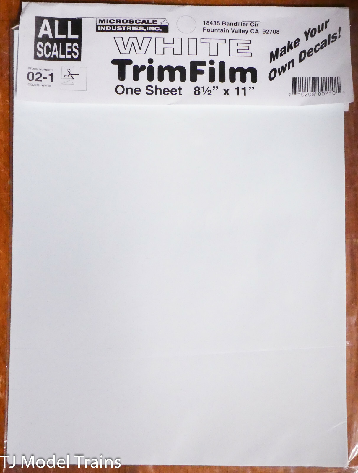 Microscale Decal-ALL Scale #02-1 White 8-1/2" x 11" Trim Film (Make ...
