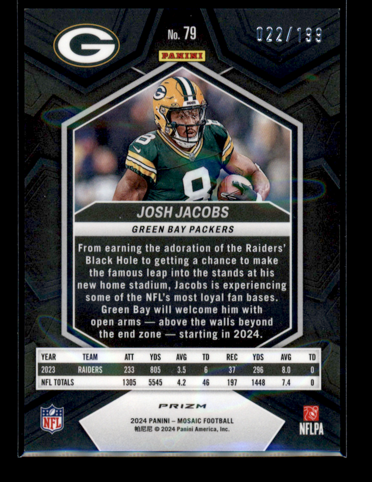 2024 Panini Mosaic Orange Prizm Josh Jacobs Green Bay Packers 22/199 ...