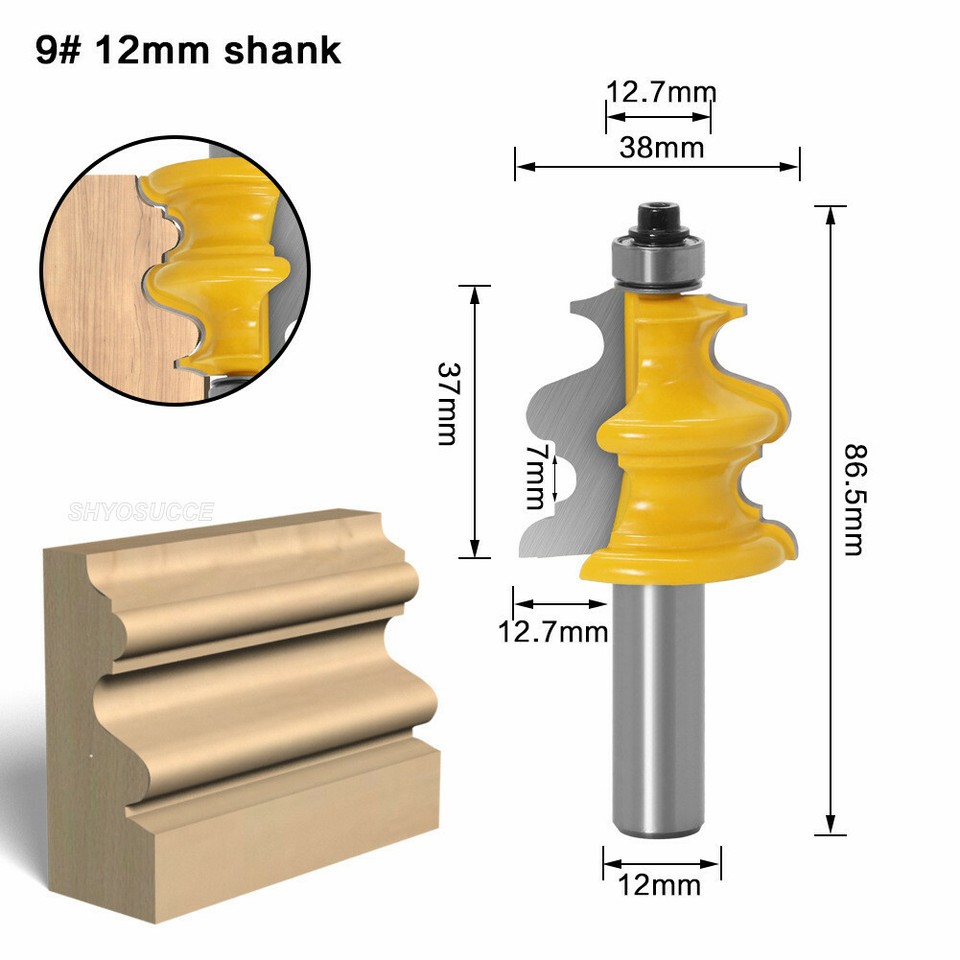 1/2" Shank Casing Base Molding Router Bit Woodwork Tenon Cutter Set W ...