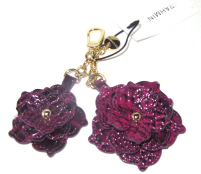Brahmin Sugar Plum Melbourne Leather Flower Bag Charm Duo Key Fob NWT ...
