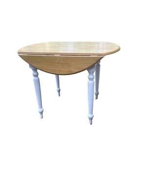 Oak 39" Round Drop Leaf Natural Colored Dining Table (39L x 39W x 30H ...