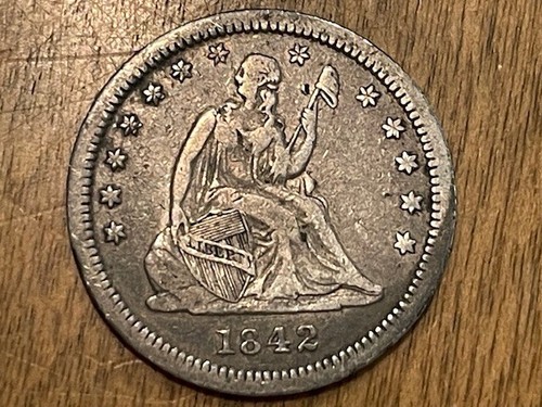 1842-O US Seated Liberty Quarter Rare Early Key Date 90% Silver Very ...