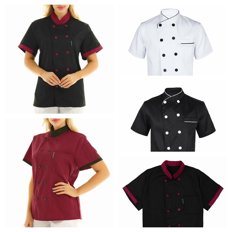 Men Women Uniform Hotel Kitchen Chef Coat Jacket Cooker Dress Up ...