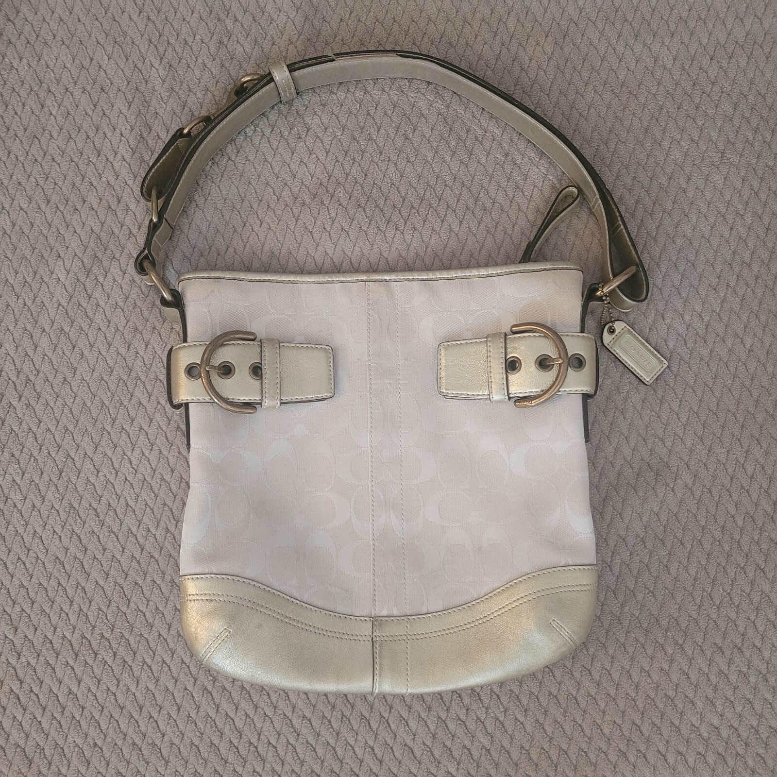 White Patchwork Coach Signature 3574 Crossbody/Should… - Gem