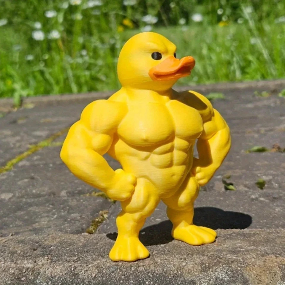 Muscle Duck Statue 3D Desktop Decor Cute Bookshelf Figurine Indoor ...