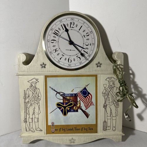 VTG GE REVOLUTIONART WAR ELECTRIC WALL CLOCK 2169 ONE IF BY LAND, TWO ...
