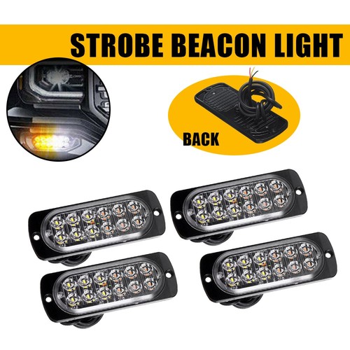 4PCS Amber + White LED Flash Strobe Lights Super Daytime Bright Lights ...