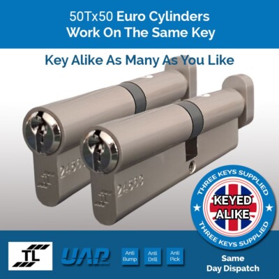 50Tx50 Euro Cylinder Locks Keyed Alike Thumb-turn Lock | eBay UK