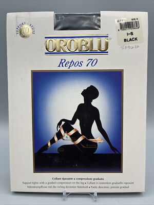 NEW - OROBLU Repos 70 Legs Tights Size 1 SMALL Italy Black Compression ...
