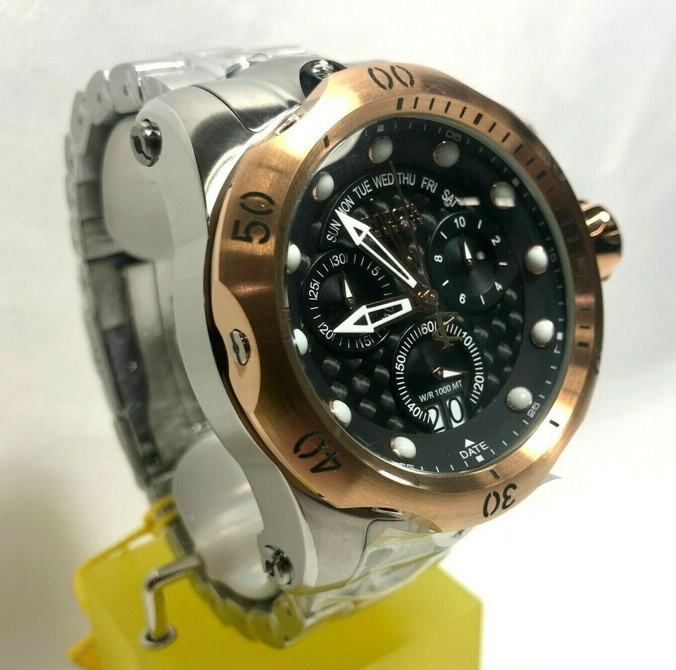 INVICTA 01541 Men's 54mm Rosetone/Black Venom Swiss Quartz Silver ...