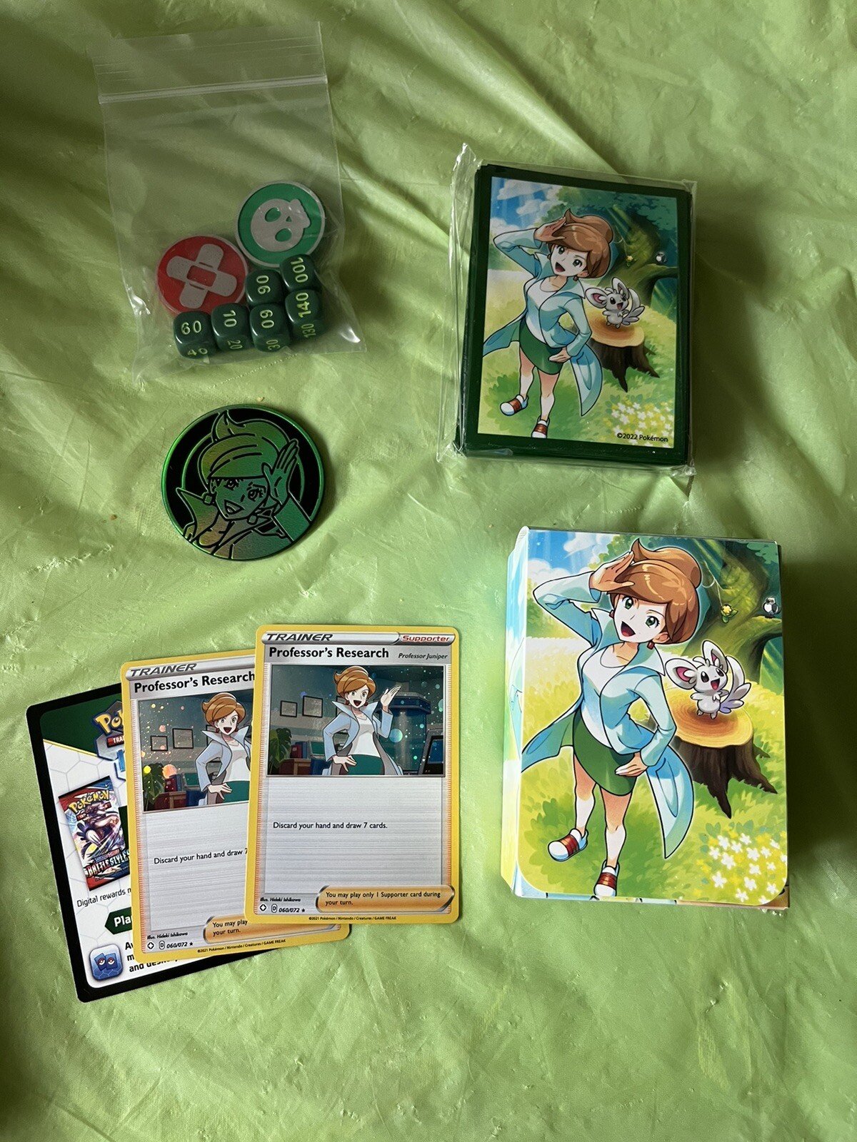pokemon cards card professor juniper deck box promo coin sleeves ...