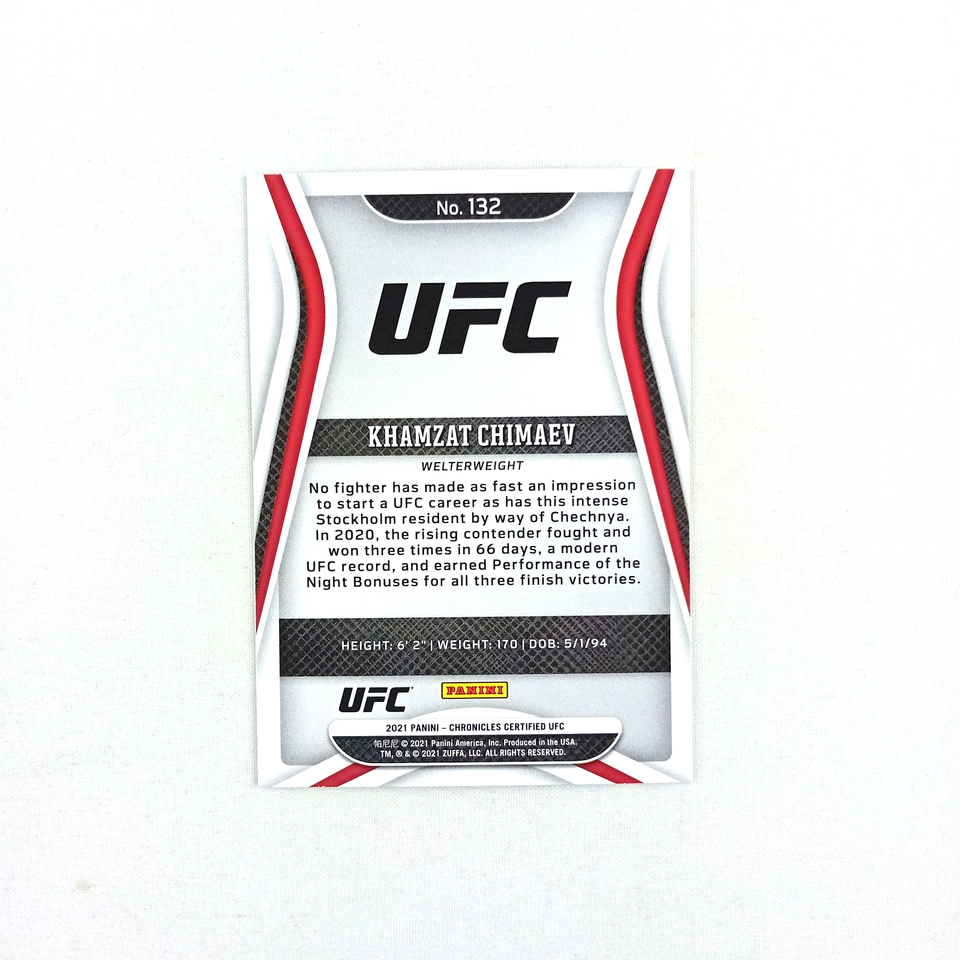 Khamzat Chimaev UFC Rookie Card Certified 132 Ultimate Fighting ...