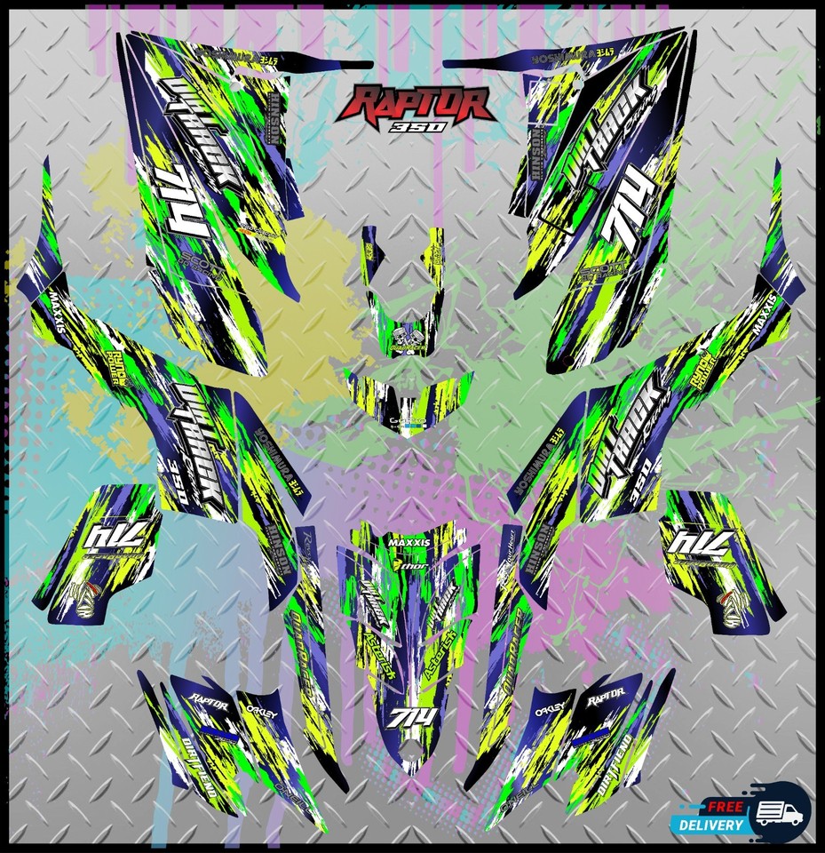 RAPTOR 350 GRAPHICS KIT DECALS STICKERS ATV FREE SHIPPING 12mil G. | eBay