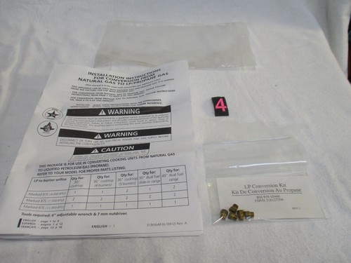 318127704 Frigidaire Gas Range Stove LP Conversion Kit 65486 OEM W ...