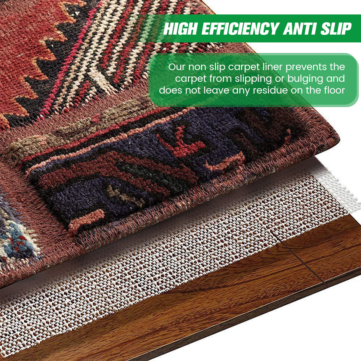 Non-Slip Carpet Underlay Rug Gripper Anti Slip Underlay Multi Purpose ...