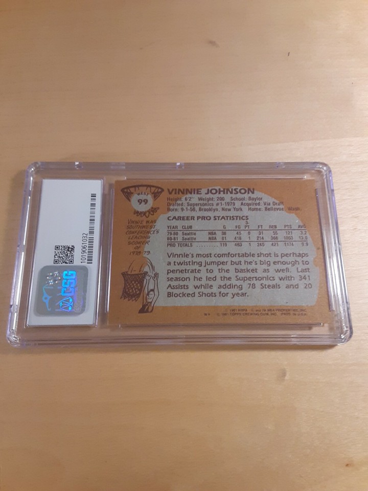 1981/82 Topps #99 West VINNIE JOHNSON CSG 7.5 Seattle Supersonics ...