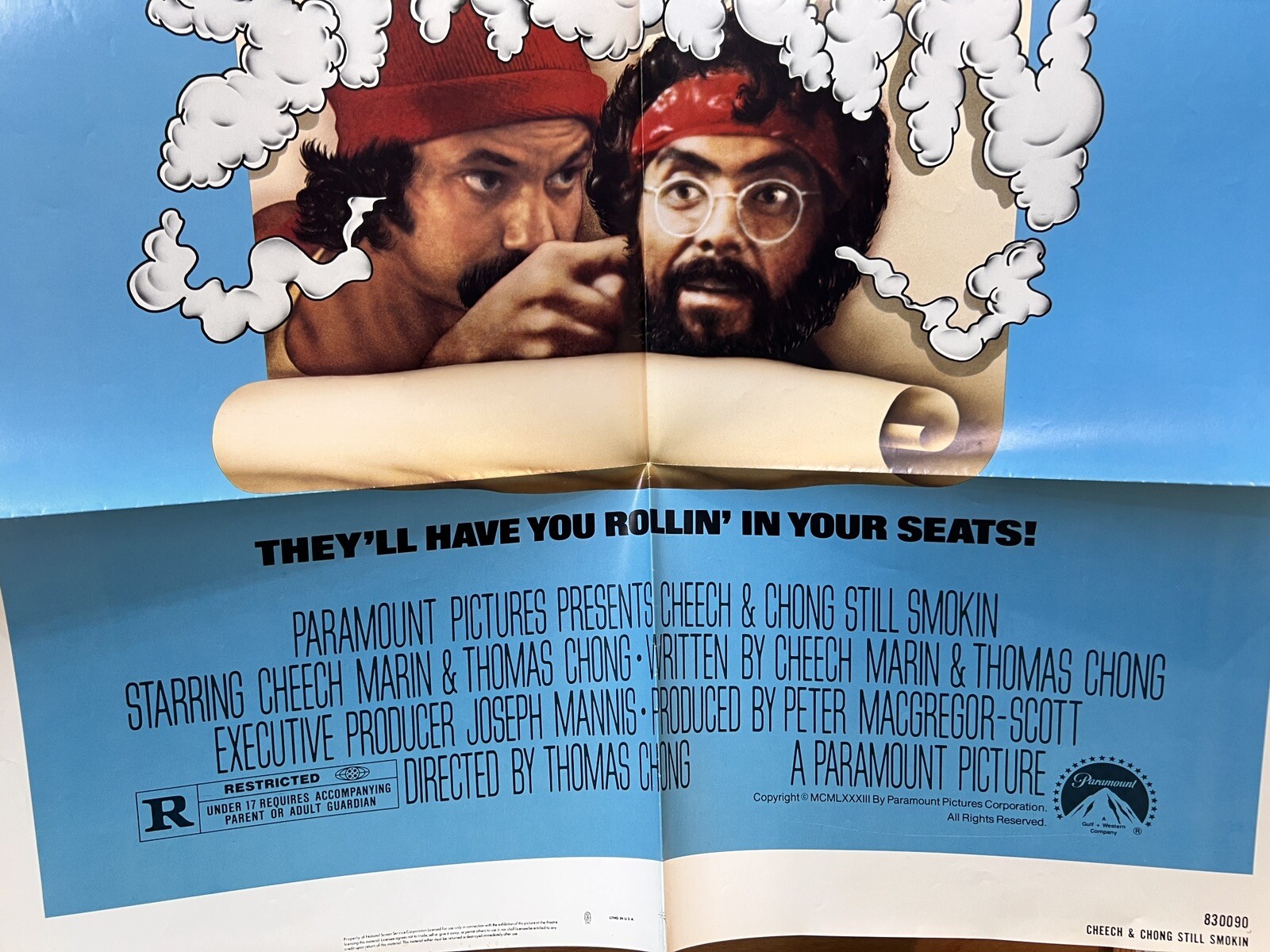 1983 “Still Smokin” Cheech & Chong ORIGINAL MOVIE POSTER 27” X 41” One ...