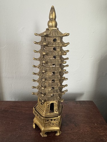 8.5 InchesChinese Bronze Nine Layers Wenchang Tower stupa pagoda ...