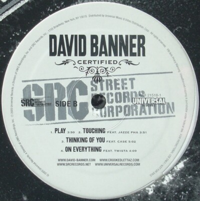 DAVID BANNER "CERTIFIED" 2005 2X VINYL LP ALBUM PROMO CLEAN 17 TRACKS ...