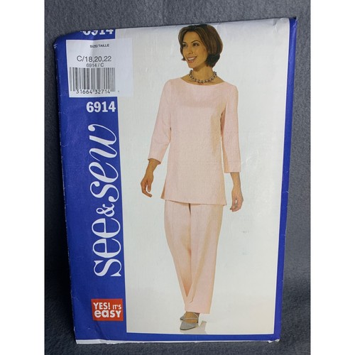 Butterick Misses Top Pants Sewing Pattern sz 18-22 6914 - uncut | eBay