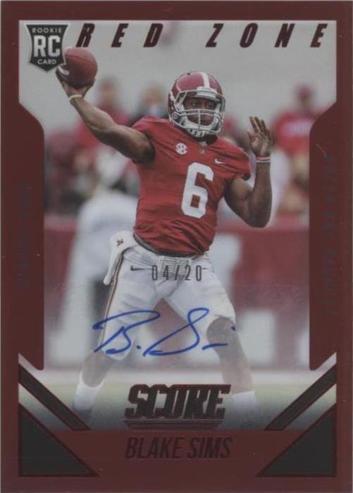 2015 Score - Rookie Blake Sims #372 Red Zone Signatures /20 (AU, RC ...