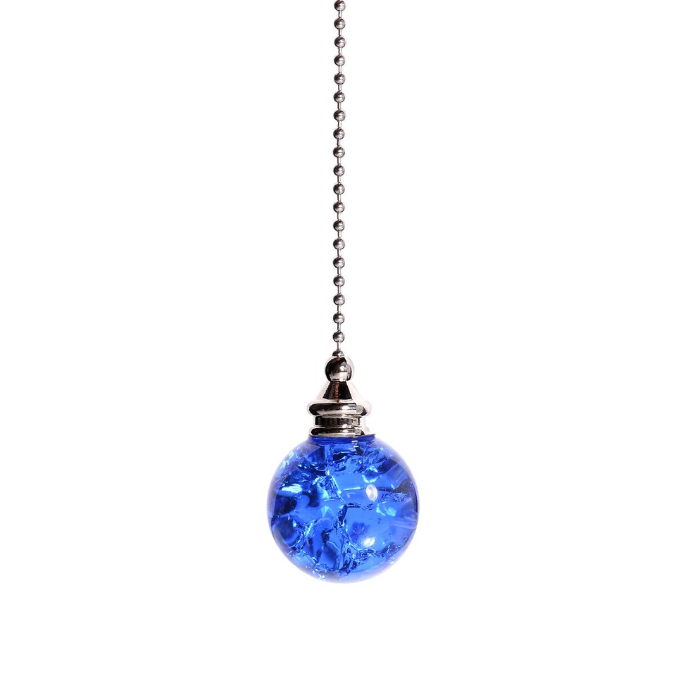 2Pcs Ceiling Fan Pull Chain 30MM Blue Crystal Ice Crack Ball Fan Pull ...