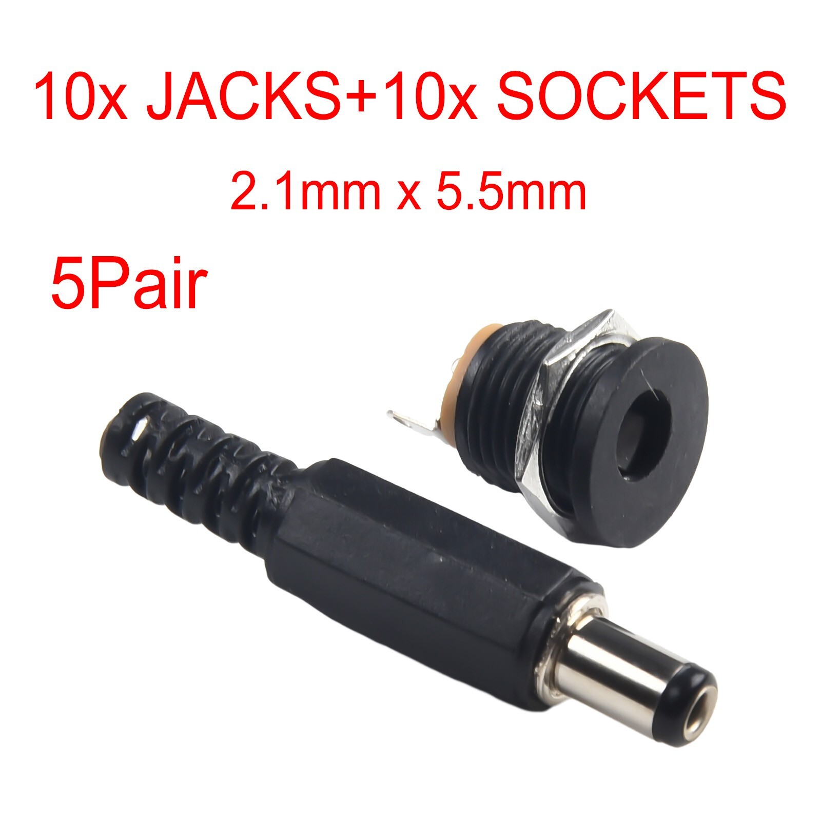 DC Power Plug Male Female Socket Panel Mount Nut Quick Connect 12V ...