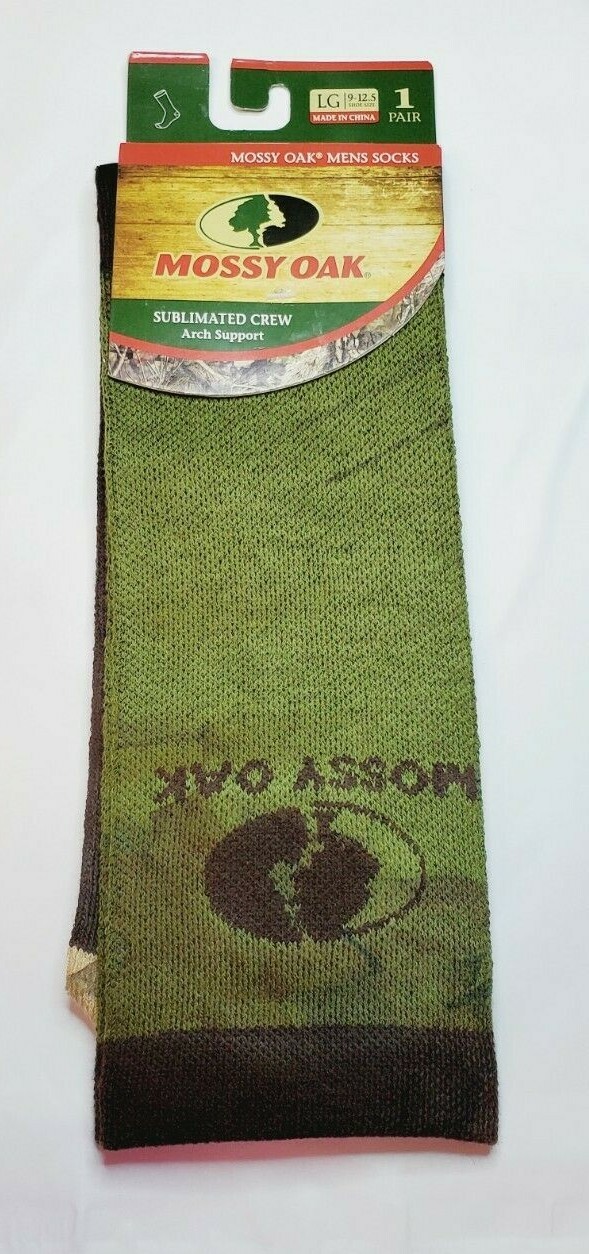 Mossy Oak Sublimated Men's Crew Socks 1 Pair Large Shoe Size 9-12.5 ...