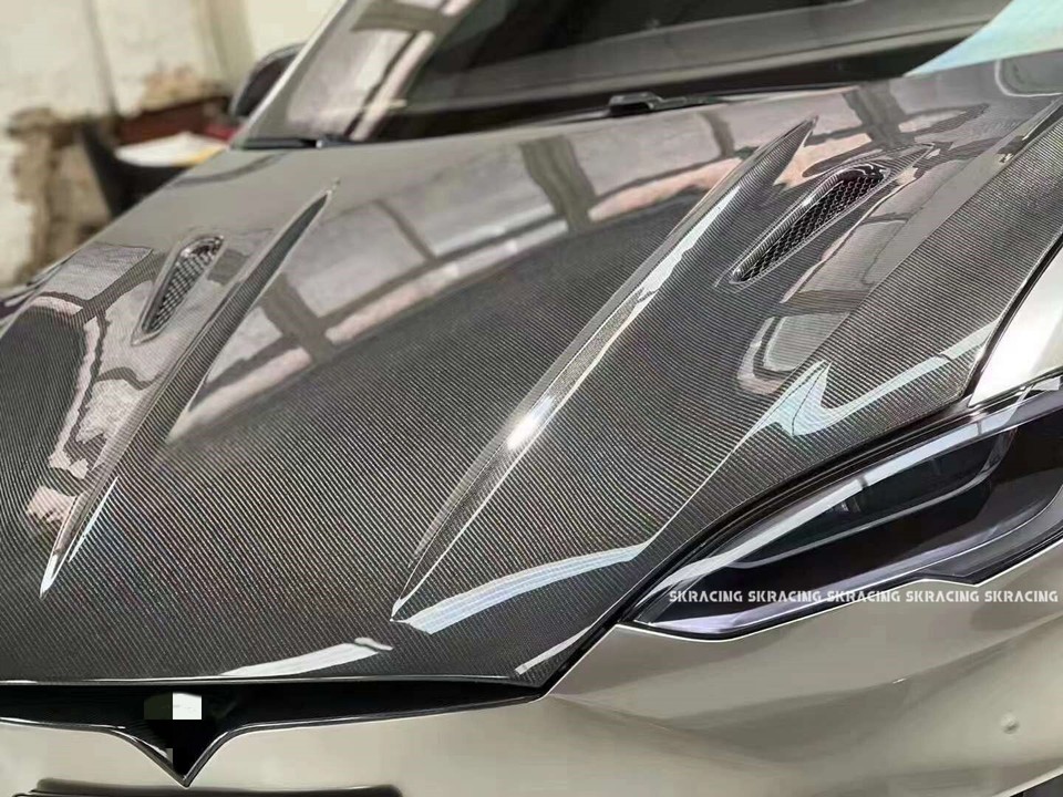 For 16-22 Tesla Model S Real Carbon Fiber Body kits Exterior Hoods ...