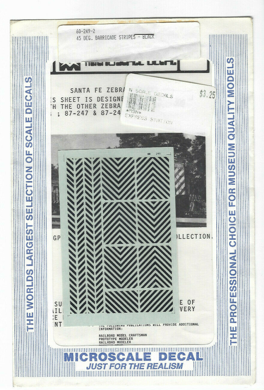 Microscale Decals N Scale Santa Fe Zebra Stripes 45* Barricade 60-249-2 ...