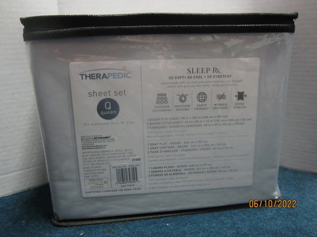 Bed Bath & Beyond Therapedic Sleep RX Queen Sheet Set Glacier Grey ...