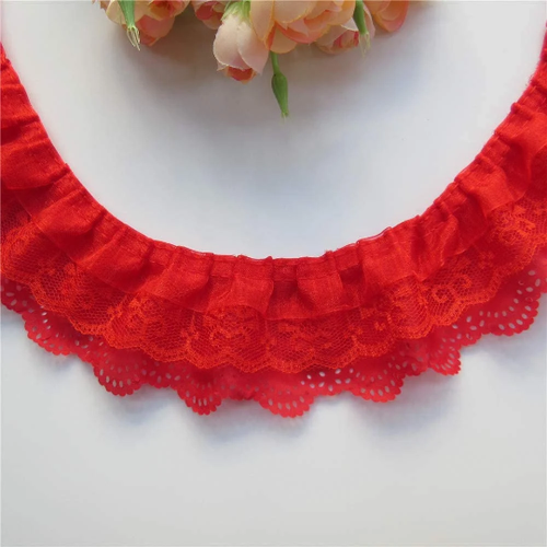 2 1/2 inch wide 3-layer ruffled Lace Trim Gathered select color price ...