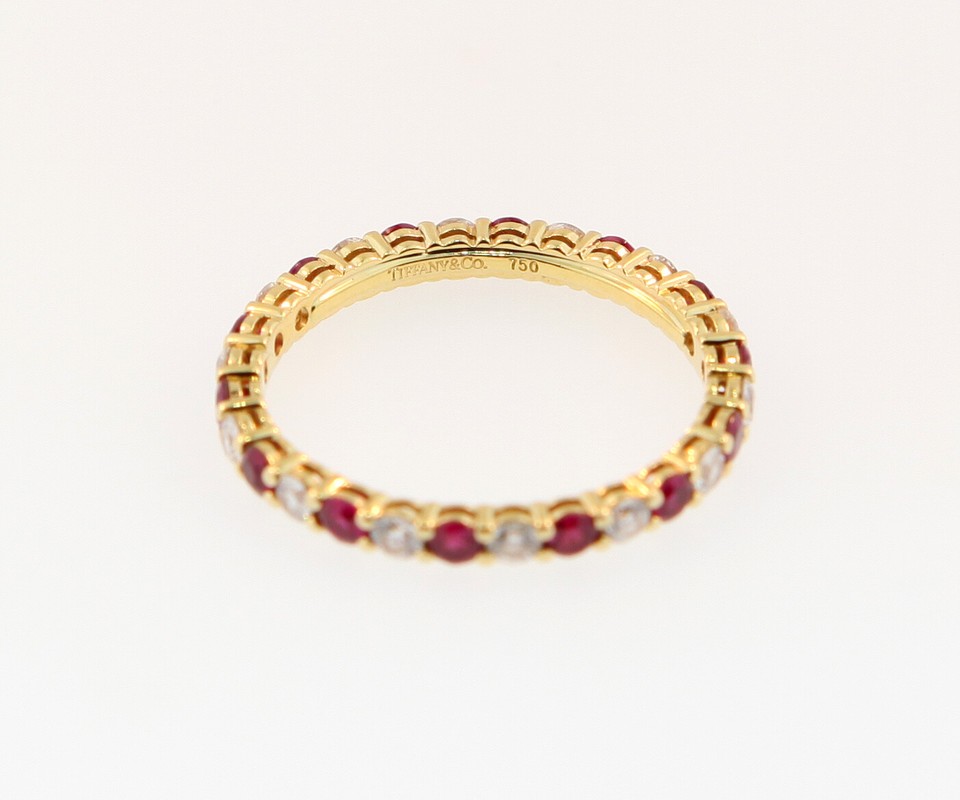 Tiffany & Co Forever 2.2mm Shared Setting Ruby Diamond Eternity Ring Sz 5.75 | eBay