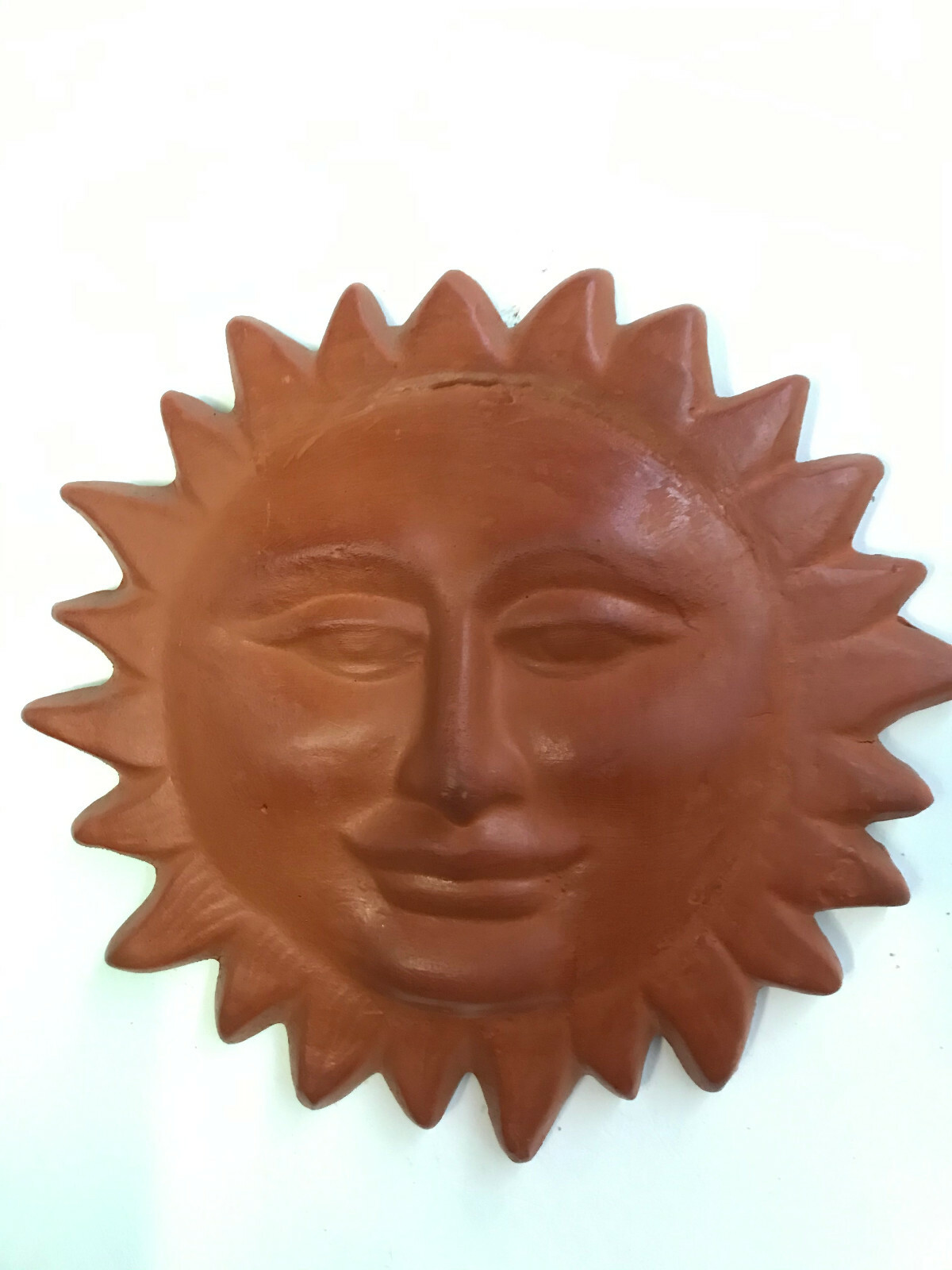 Sun Face Pottery Wall Hanging Plate Clay Handmade Home Office Decor | eBay