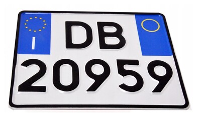 ITALIAN MOTORCYCLE WHITE PLAIN PRESSED NUMBER PLATE METAL EMBOSSED ...