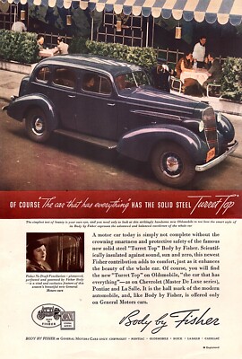 1935 New Oldsmobile with Body By Fisher ~ color photo VINTAGE PRINT AD ...
