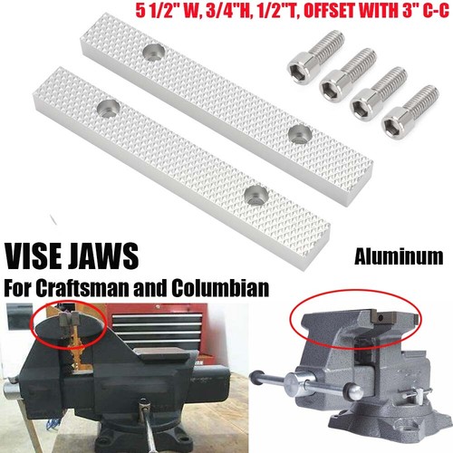 For Craftsman Columbian Vise Jaws 5 1/2" W, 3/4"H, 1/2"T, 3" C-C Offset ...