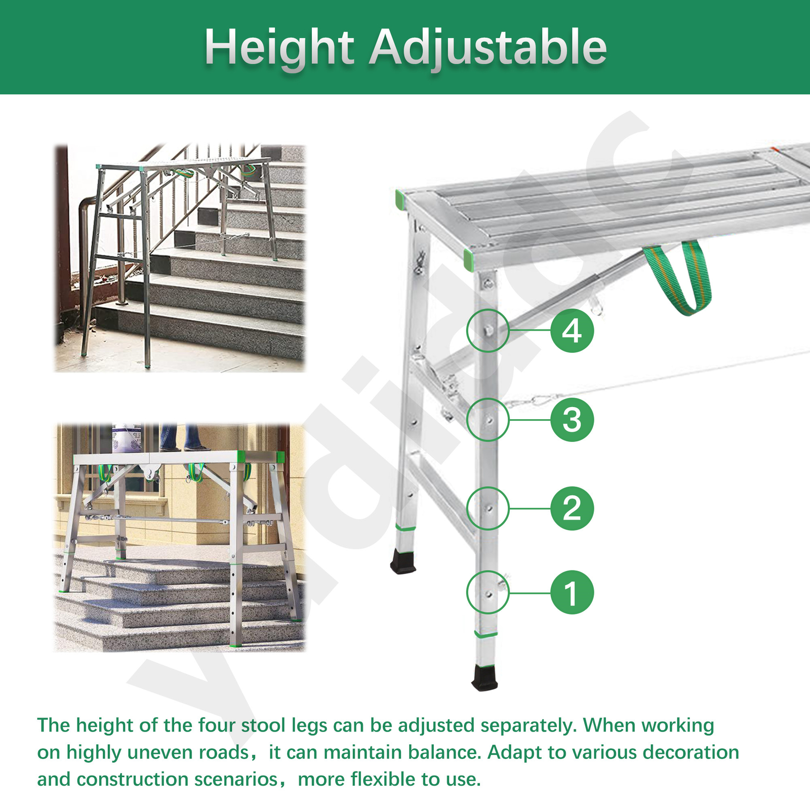 Plasterers working Folding Adjustable Work Platform Hop Up 60CM-90CM ...