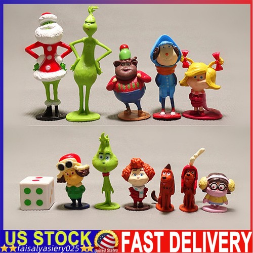12PCS Movie How The Grinch Stole Christmas Mini Action Figure Toy Gift ...