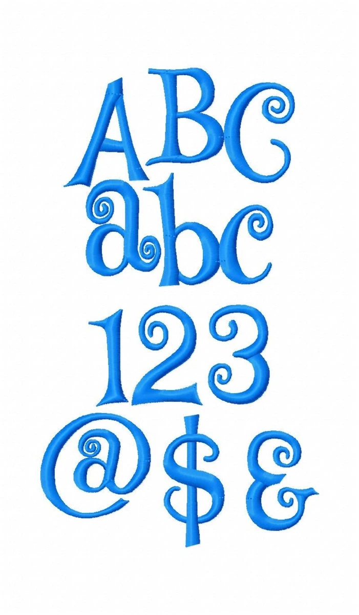 Curly Q Embroidery Font